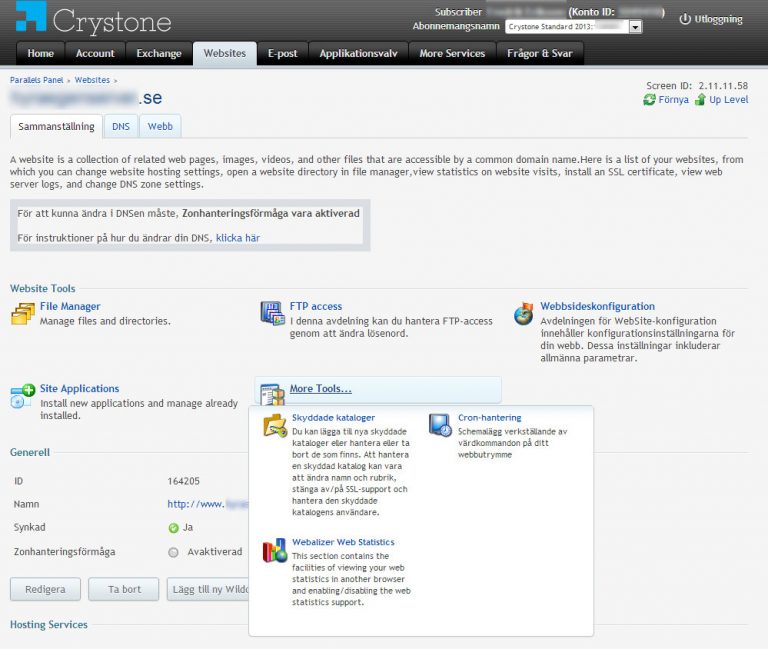 Crystone - Recension & Test av webbhotellet - Webbhotell Lista